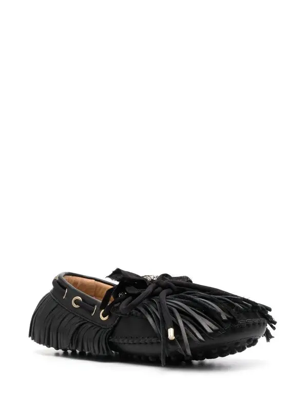 13 09 SR Puli Fringe-detail Leather Loafers - Black