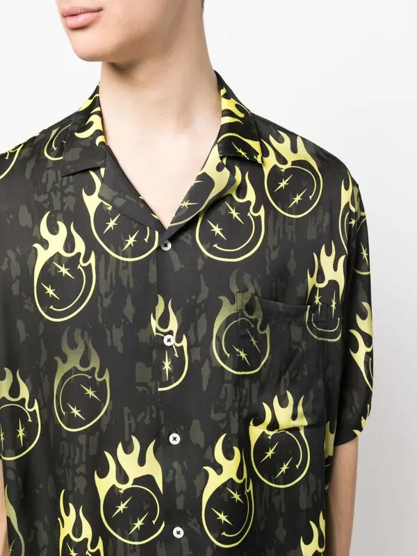 PHIPPS Oversized Smiley-print Bowling Shirt