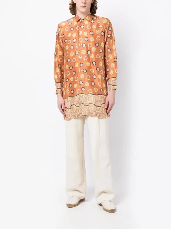 BODE All-over Graphic Print Silk Shirt
