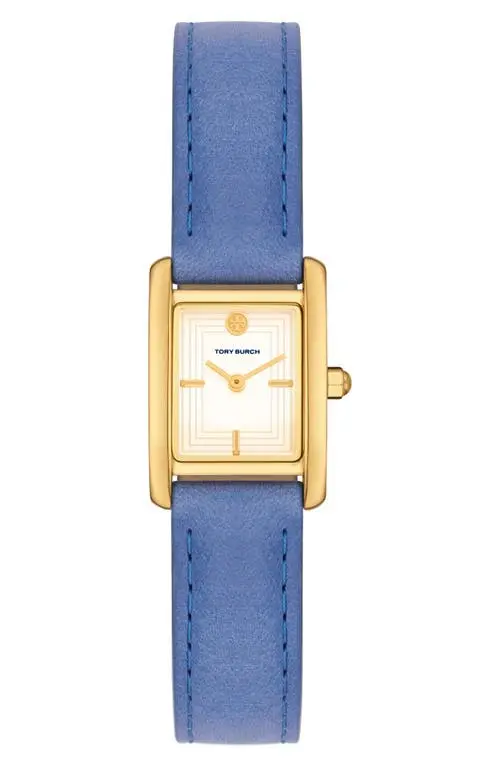 Tory Burch Mini The Eleanor Leather Strap Watch In Blue - 45  display picture 1