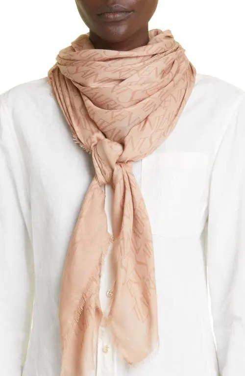 Saint Laurent Grand Carre Modal & Cashmere Scarf - Beige/ Light Brown