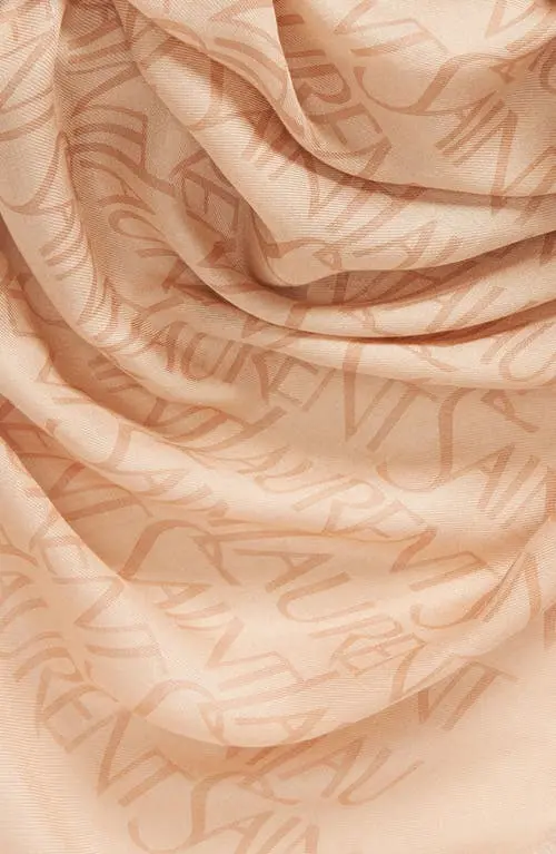 Saint Laurent Grand Carre Modal & Cashmere Scarf - Beige/ Light Brown