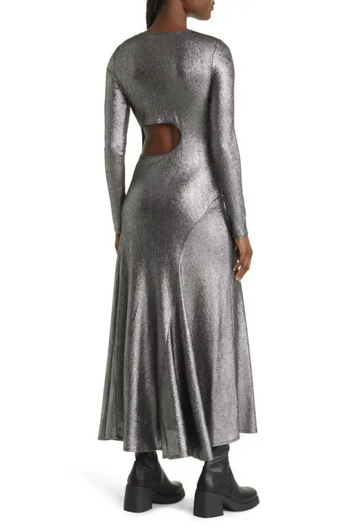 Topshop Cut & Sew Metallic Midi Dress