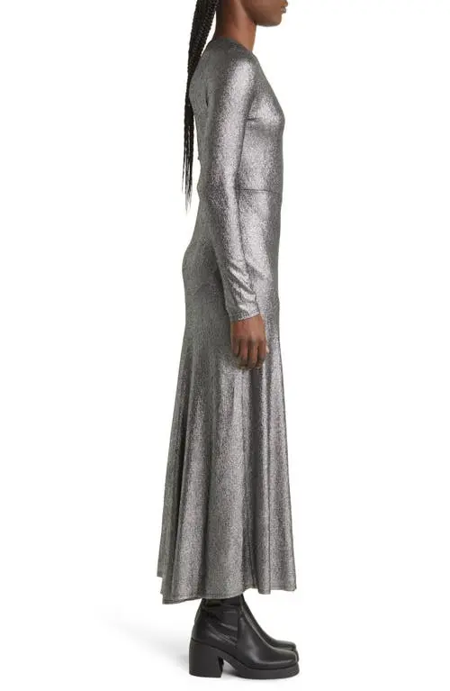 Topshop Cut & Sew Metallic Midi Dress