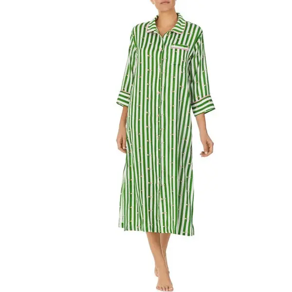 Kate Spade New York Stripe Sleep Shirt - Green/multi