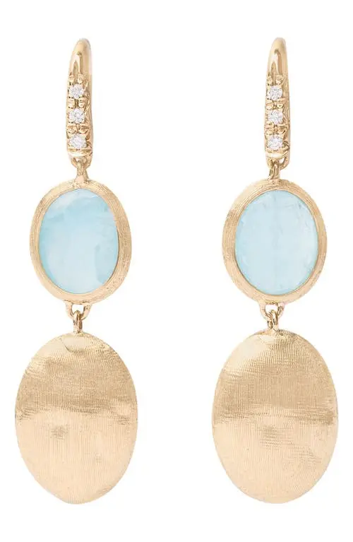 Marco Bicego Siviglia Aquamarine & Diamond Double Drop Earrings - Gold