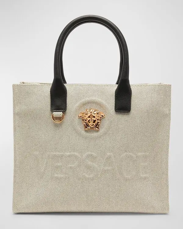 Versace La Medusa Small Canvas Tote Bag - Rope Black Versace-gold