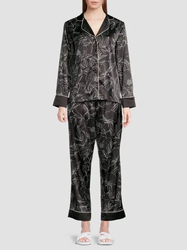 AVERIE Leaf Print Long Pajama Set