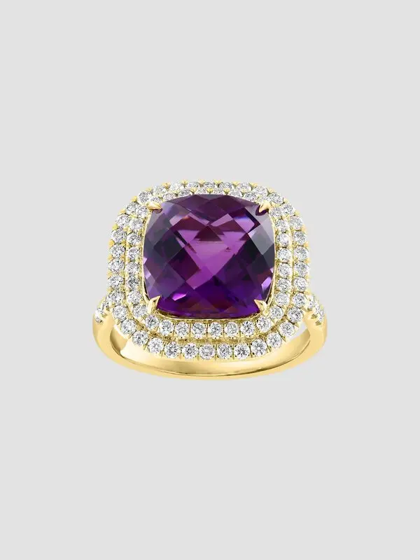 Saks Fifth Avenue Collection 14k Yellow Gold & 0.77 Tcw Diamond Halo Ring - Amethyst