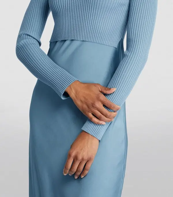 felicity blue dress Steve Madden Hailee Long Sleeve Mesh Body-Con Dress in Wine at Nordstrom, Size Medium main image 1