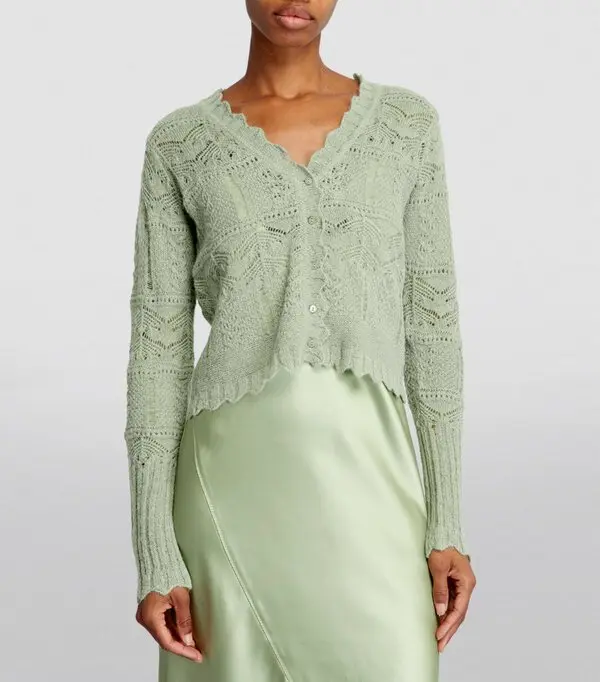 Allsaints Wool-Blend Vanessa Cardigan In Green - 35% Off