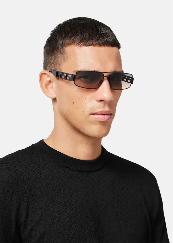 Versace Greca Rectangular Sunglasses