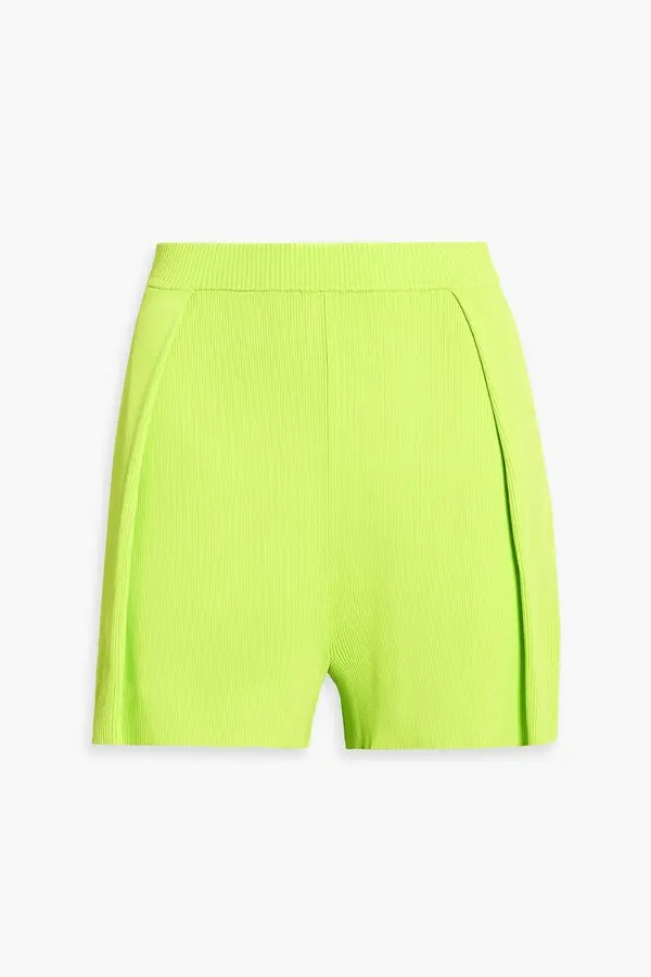 Lapointe Pleated Ribbed-knit High-rise Shorts
