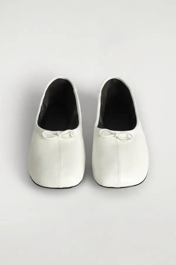 Cos Leather Ballet Flats - White