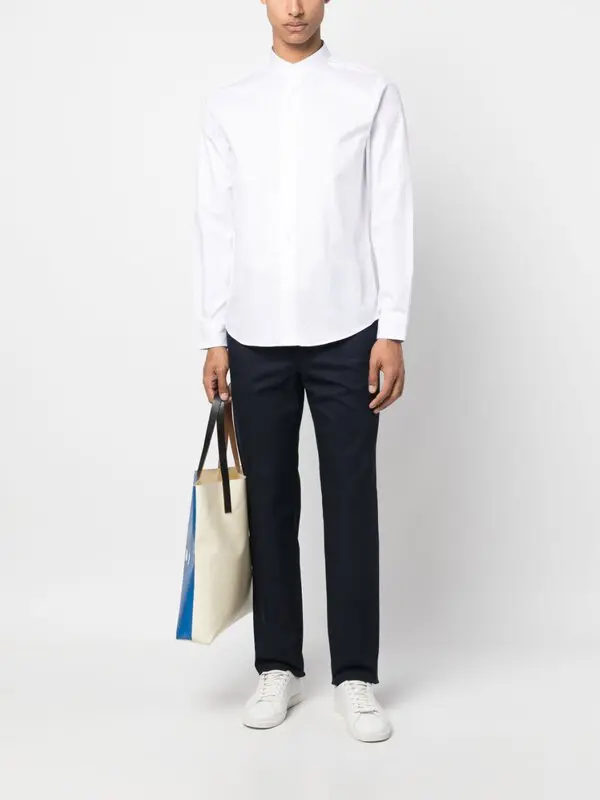 FURSAC Collarless Long-sleeve Cotton Shirt