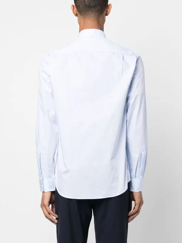 FURSAC Collarless Long-sleeve Cotton Shirt - Blue