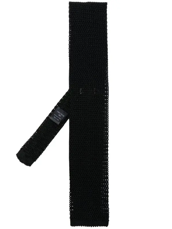 FURSAC Square-tip Knitted Silk Tie - Black