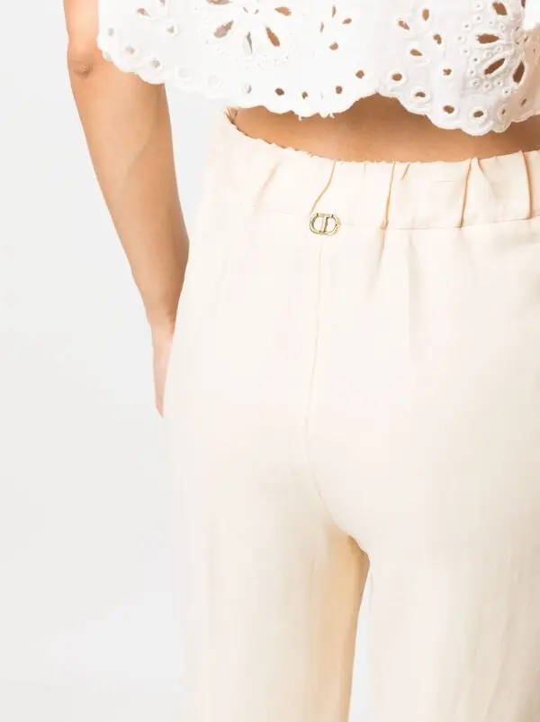 TWINSET Mid-rise Wide-leg Trousers - Neutrals