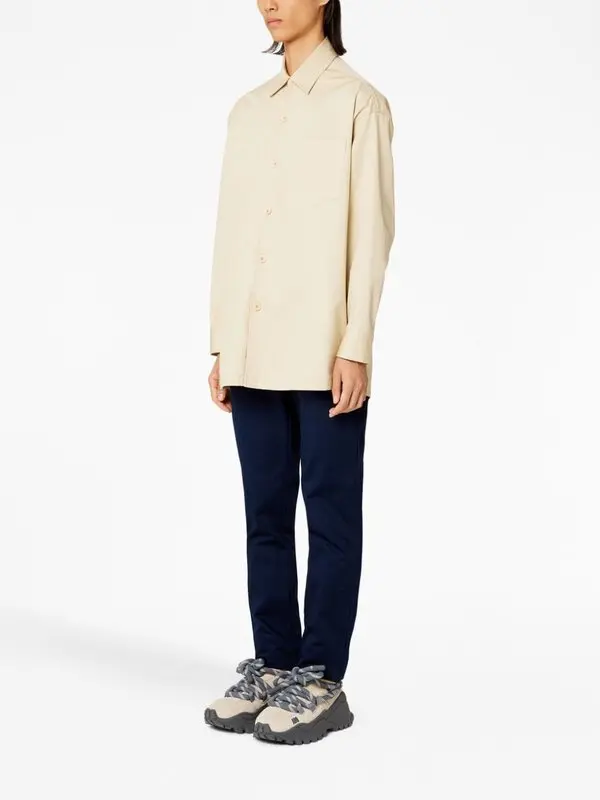 Ami Logo-print Button-front Shirt - Neutrals