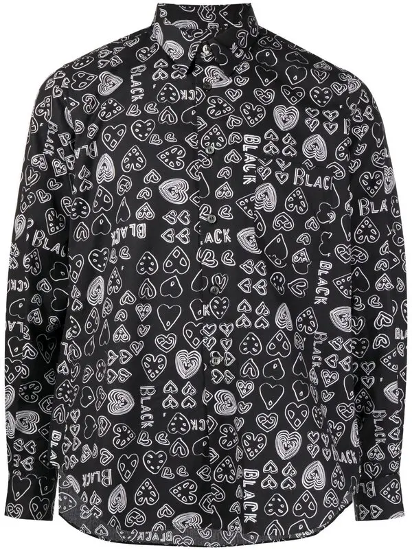 Comme Des Garçons Heart-print Cotton Shirt