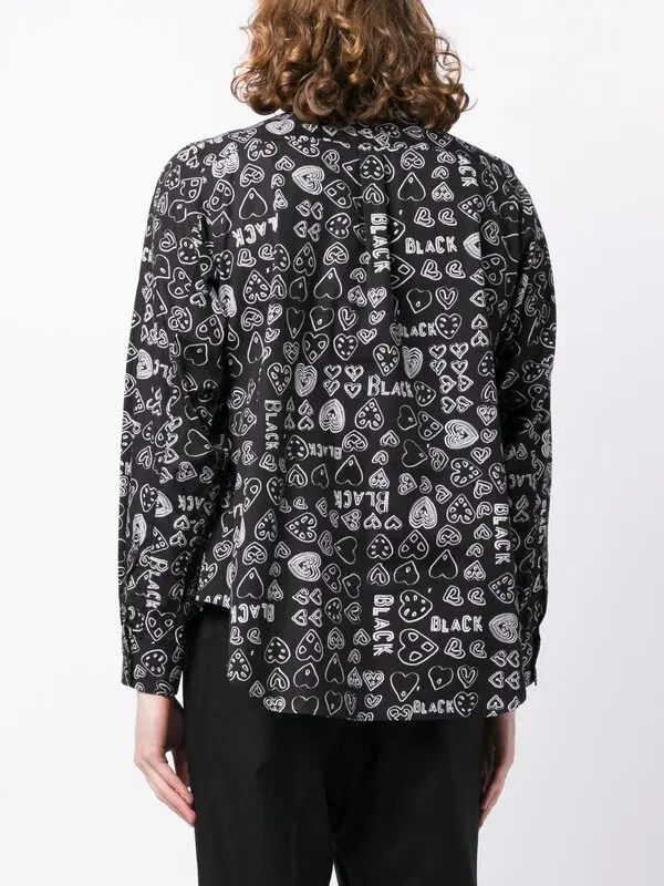 Comme Des Garçons Heart-print Cotton Shirt