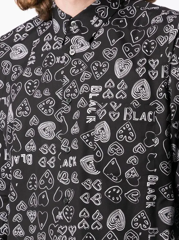 Comme Des Garçons Heart-print Cotton Shirt