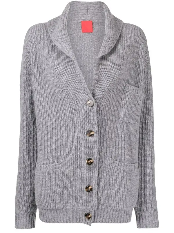 Cashmere In Love Knitted Cardigan With Shawl Lapels - Grey
