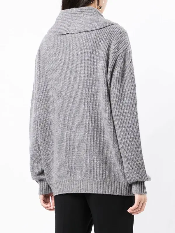 Cashmere In Love Knitted Cardigan With Shawl Lapels - Grey