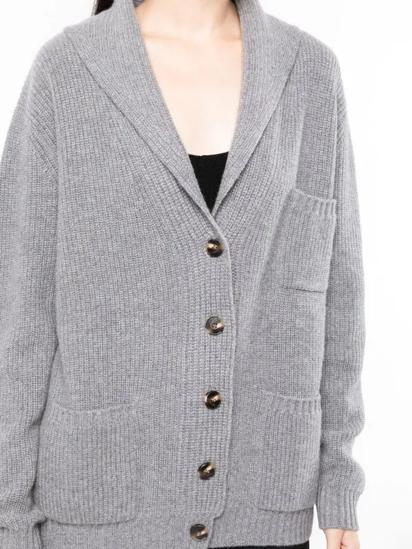 Cashmere In Love Knitted Cardigan With Shawl Lapels - Grey