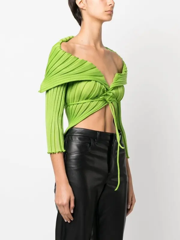 A. ROEGE HOVE Ara Wide-collar Wrap Cardigan - Green