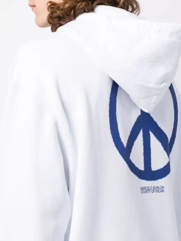 COUNTY OF MILAN Marcelo Burlon Peace Printed Hoodie