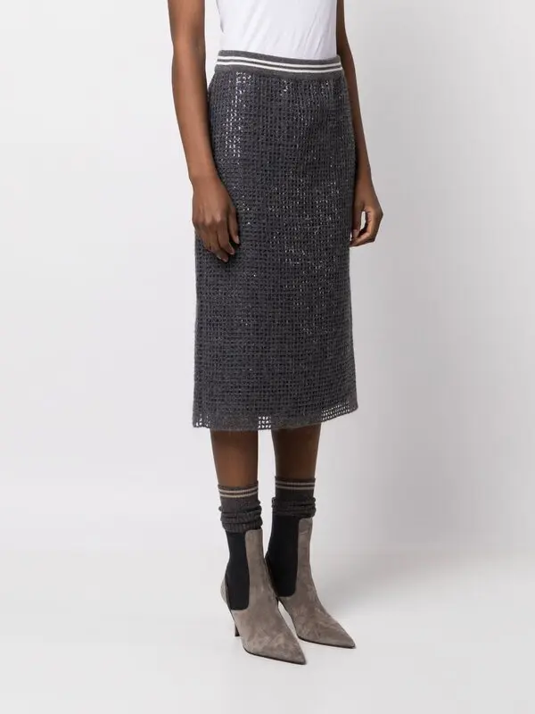 Brunello Cucinelli Sequin-embellished Midi Skirt