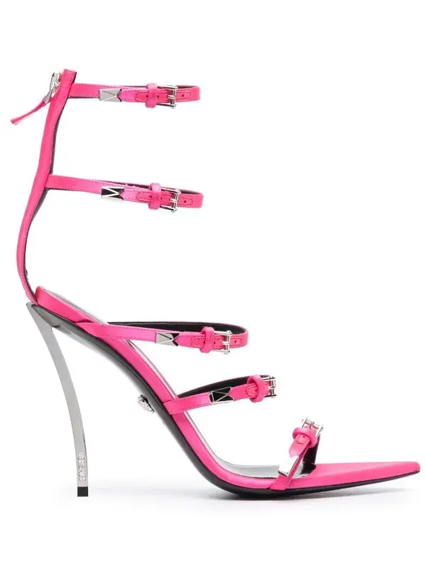 Versace Pin-point 120mm Strappy Sandals - Pink