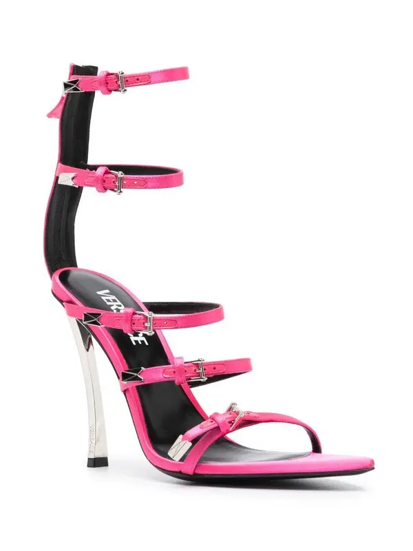 Versace Pin-point 120mm Strappy Sandals - Pink
