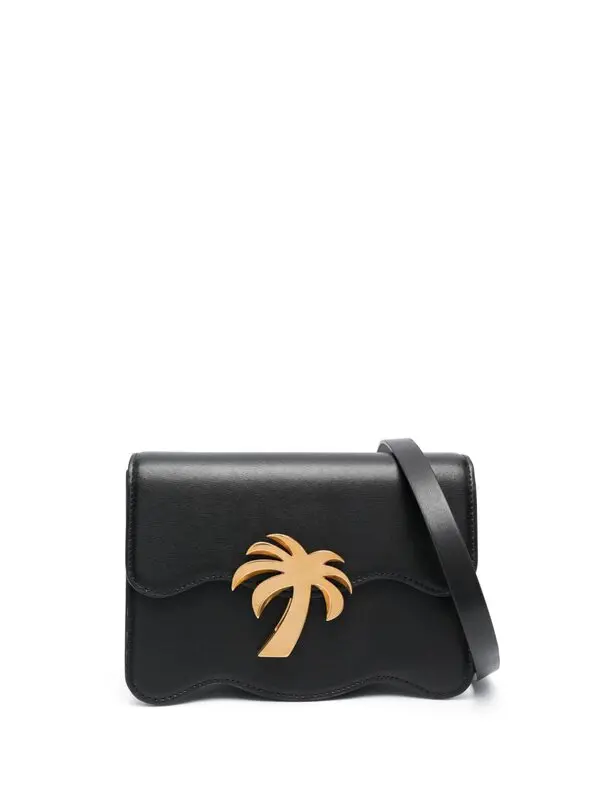 Palm Angels Palm Beach Leather Shoulder Bag - Black