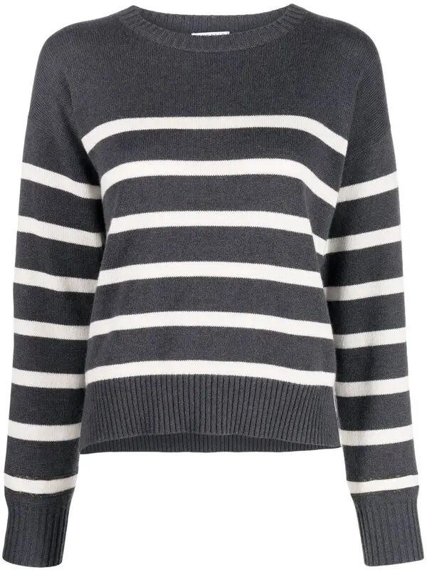 Brunello Cucinelli Striped Cashmere Jumper - Grey