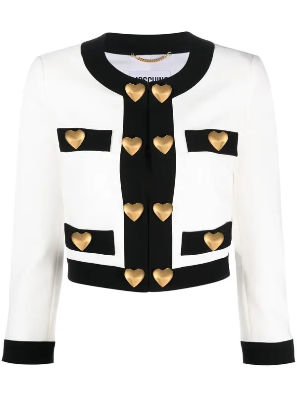 Moschino Heart-embellished Cropped Jacket - White