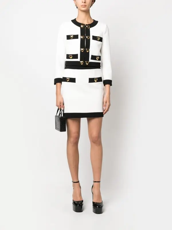 Moschino Heart-embellished Cropped Jacket - White