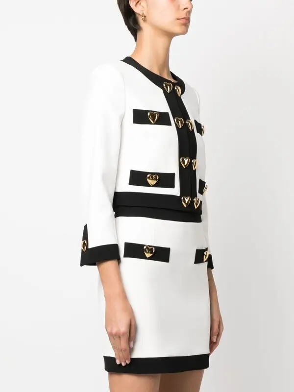Moschino Heart-embellished Cropped Jacket - White