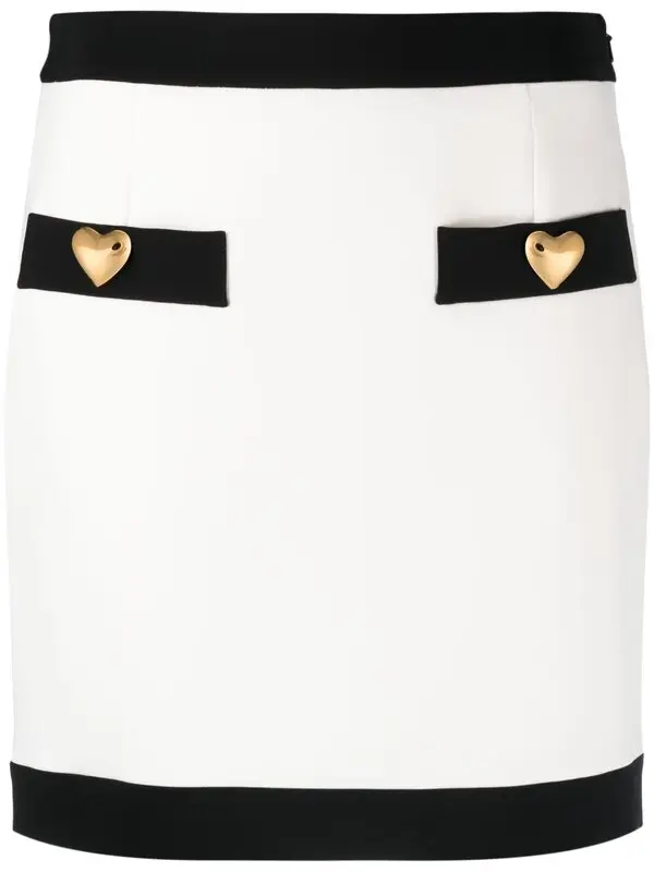 Moschino Button-detailed Fitted Skirt - White