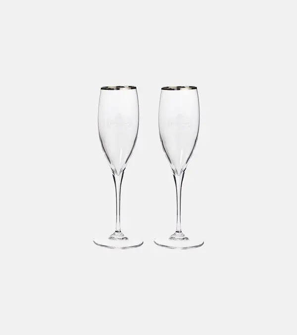 Balenciaga Set Of Two Champagne Flute Glasses - Silver