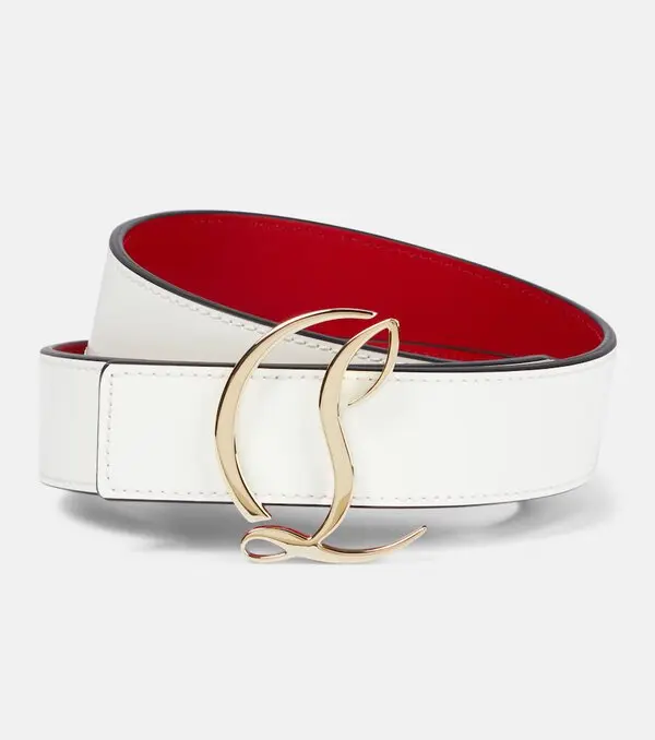 Christian Louboutin CL Logo Calf Leather Belt Leche White Size 90/36 CL Logo leather belt in white - Christian Louboutin | Mytheresa main image 2