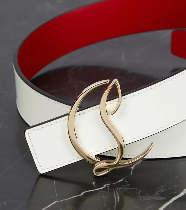 Christian Louboutin CL Logo Calf Leather Belt Leche White Size 90/36 CL Logo leather belt in white - Christian Louboutin | Mytheresa main image 4