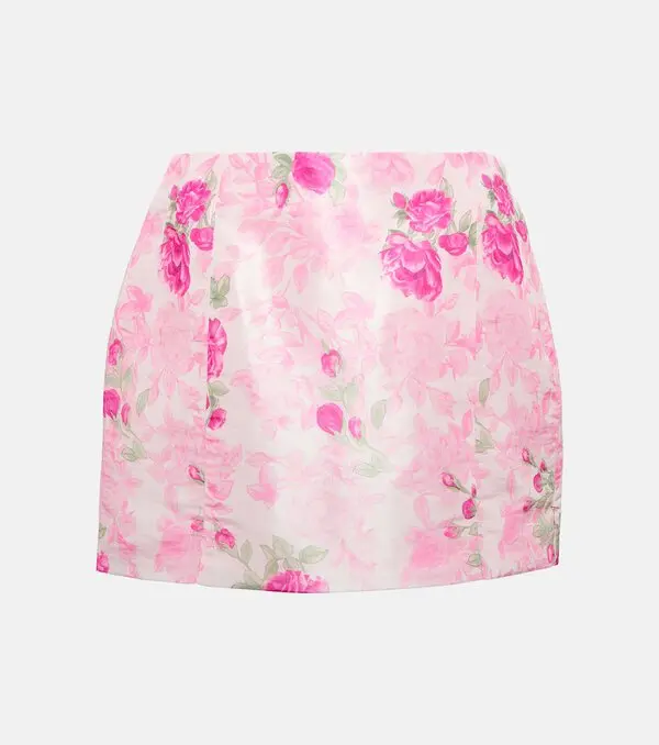 LoveShackFancy Charma Floral Taffeta Miniskirt
