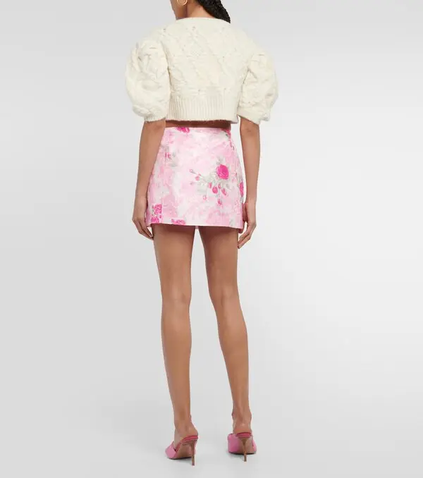 LoveShackFancy Charma Floral Taffeta Miniskirt