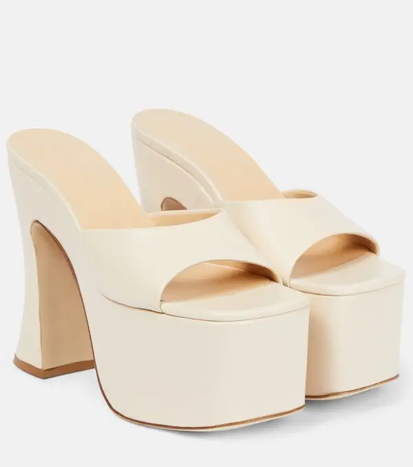 Magda Butrym Leather Platform Mules - Neutrals