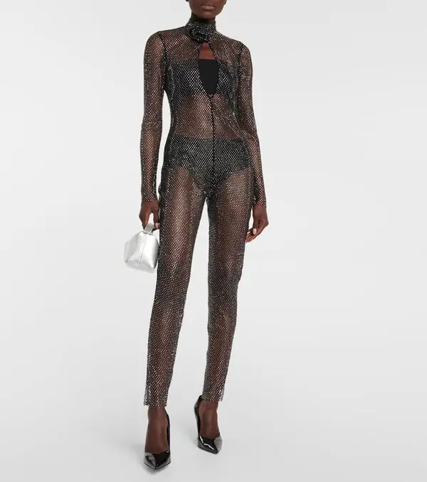 Giuseppe Di Morabito Crystal-embellished Mesh Jumpsuit