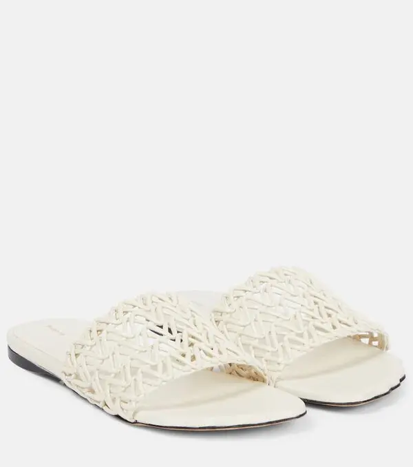 Proenza Schouler Woven Leather Slides - Beige