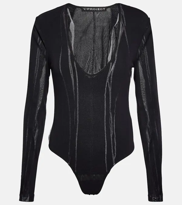 Y/project Trimmed Bodysuit - Black