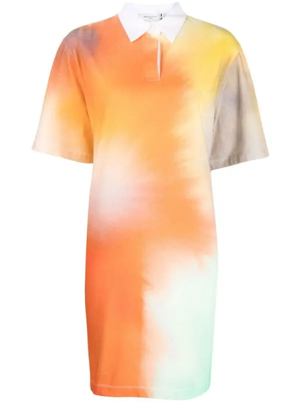 Maison Kitsuné Abstract-print Polo Shirt Dress - Orange